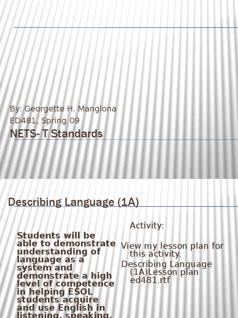 NETS - T Standards Power Point | PDF | English As A Second Or Foreign ...
