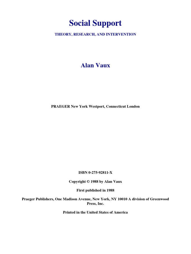 Social Support: Alan Vaux | PDF | Social Support | Attachment Theory