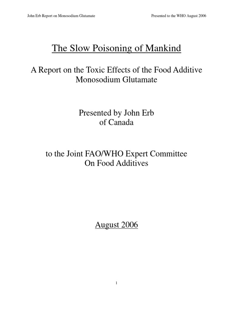 The Slow Poisoning of Mankind With Monosodium Glutamate (MSG) | PDF ...