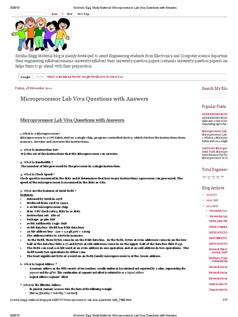 Sirisha's Egg Study Material - Microprocessor Lab Viva Questions With Answers | PDF | Central ...