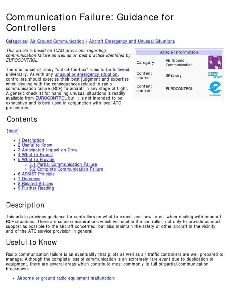 Radio Communication Failure Procedures | PDF | Transponder (Aeronautics ...