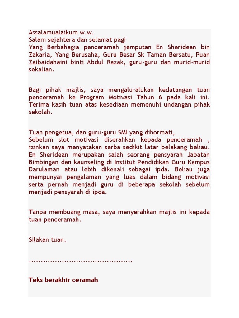 Teks Ucapan | PDF