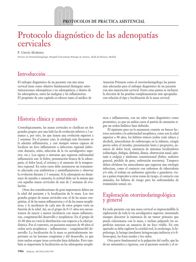 11 Protocolo Diagnóstico de Las Adenopatías Cervicales | PDF | Biopsia | Diagnostico medico