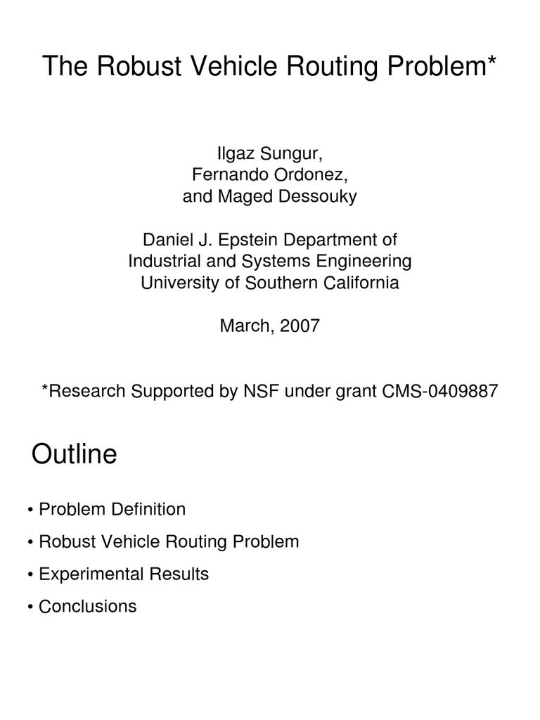 The Robust Vehicle Routing Problem | PDF | Mathematical Optimization | Algorithms