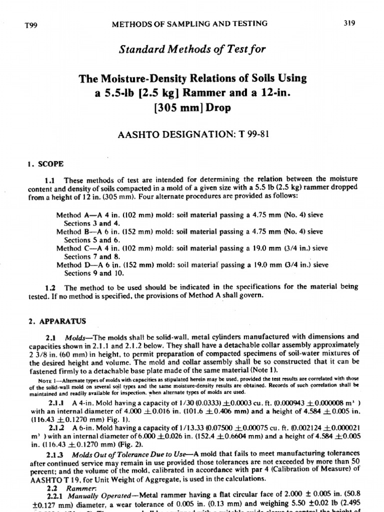 Aashto T 99-81 | PDF | Density | Kilogram
