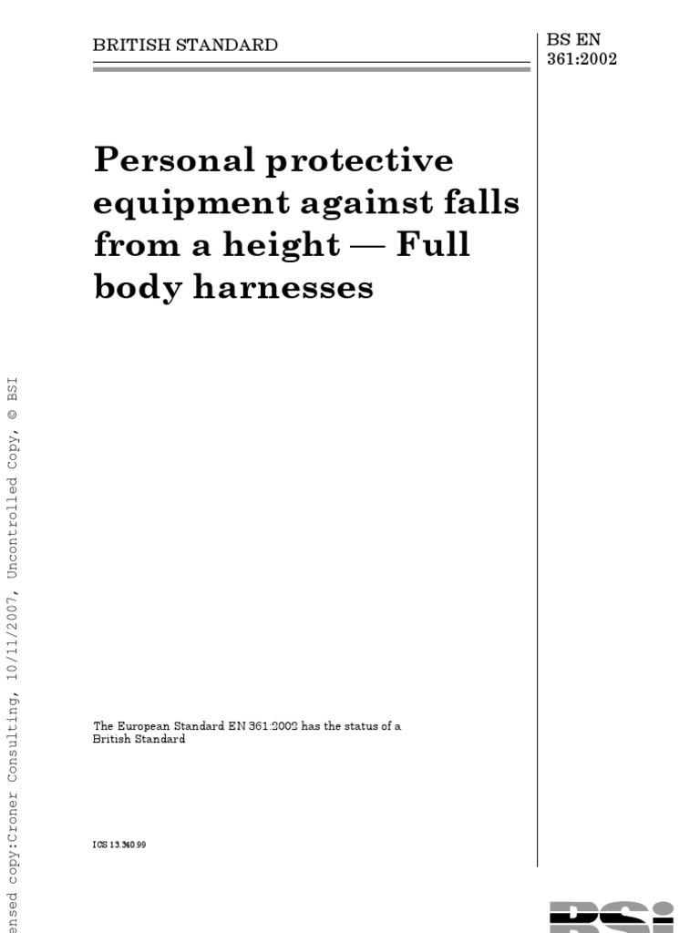 Bs en 361 Full Body Harness | PDF | European Union | Copyright