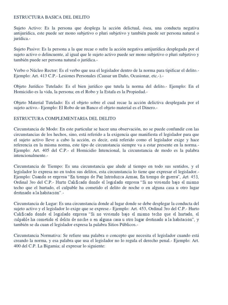 Estructura del Delito: Elementos Clave | PDF | Delito | Desviación ...