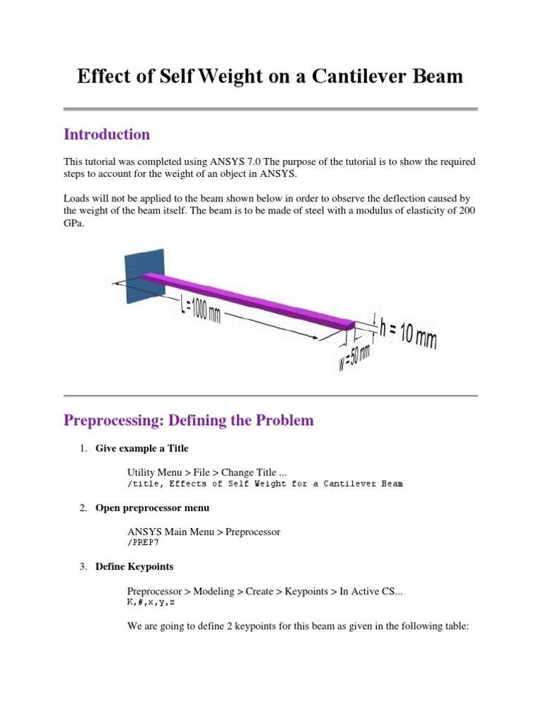 Self Weight Effects on Cantilever Beam | PDF | Beam (Structure ...