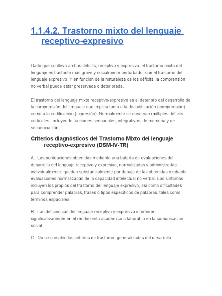 Trastorno Mixto Del Lenguaje Receptivo-Expresivo | PDF | Discapacidad ...