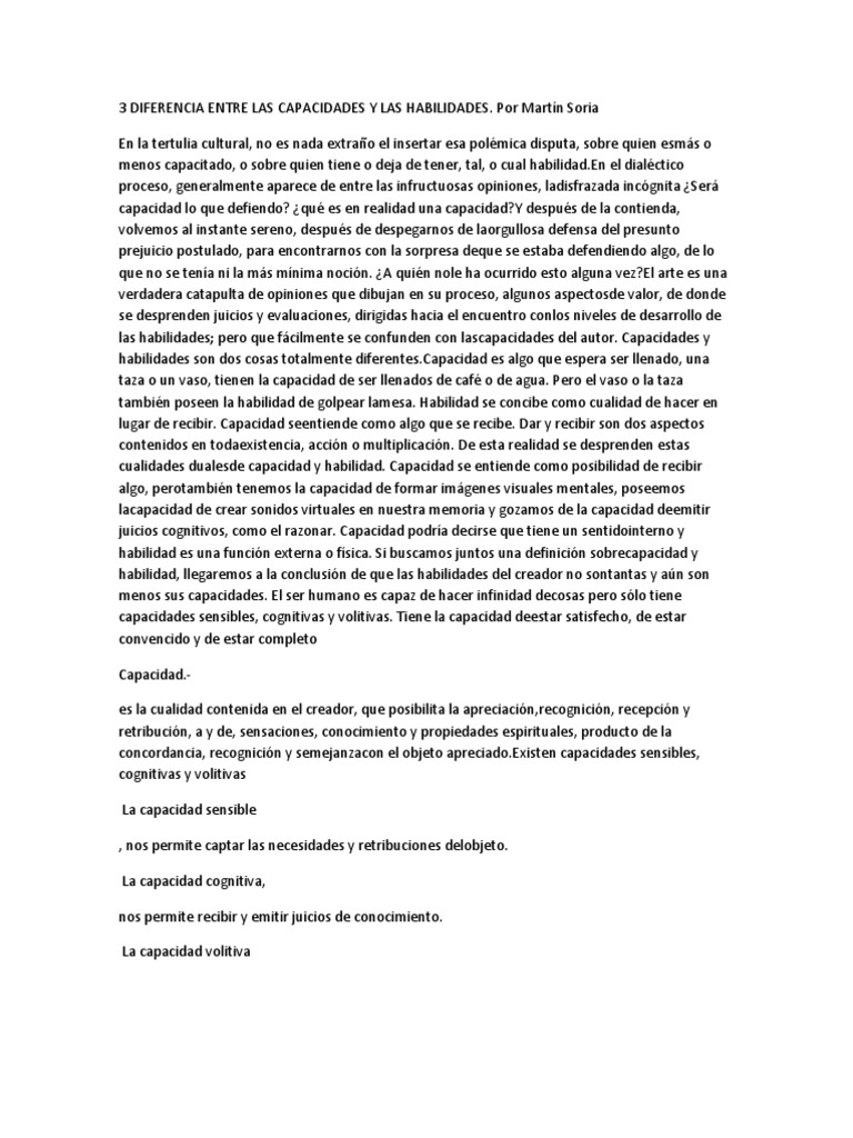 3 Diferencia Entre Las Capacidades y Las Habilidades | PDF | Homo Sapiens | Dialéctico