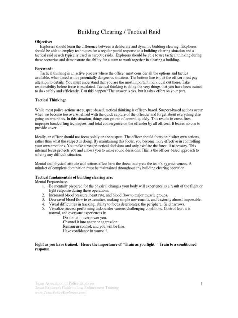 Building Clearing, Tactical Raid | PDF