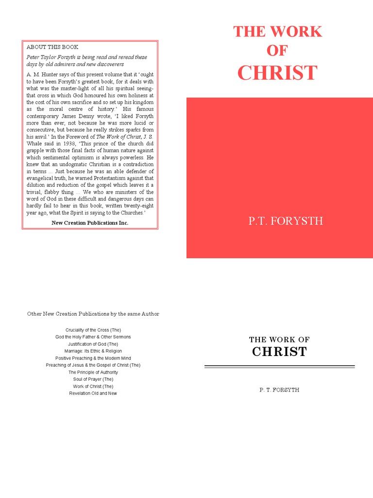 The Work of Christ - PT Forsyth | Download Free PDF | Grace In ...