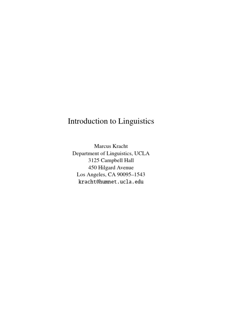 Introduction To Linguistics | PDF | Vowel | Morphology (Linguistics)