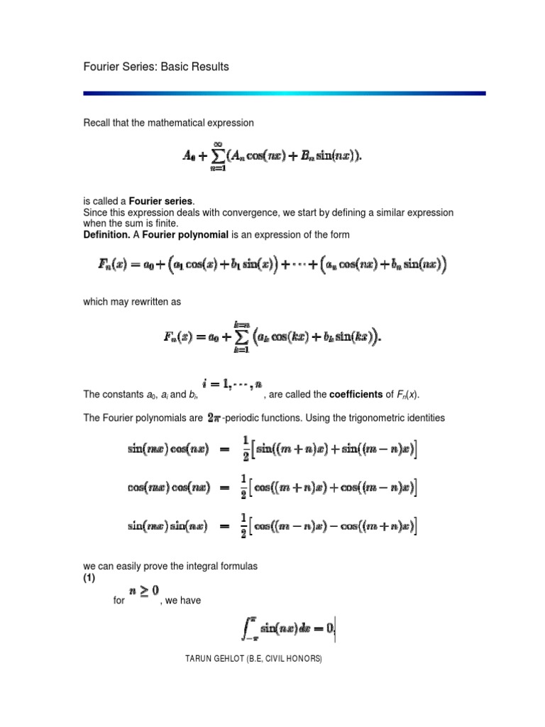 Basics of Fourier Series and Examples | PDF