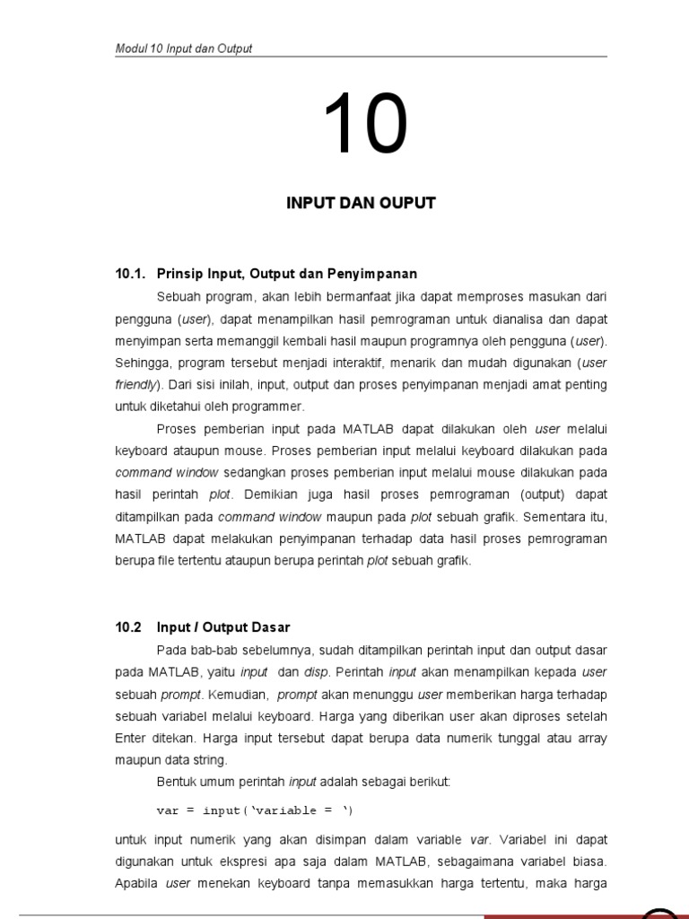 Input Output Matlab | PDF