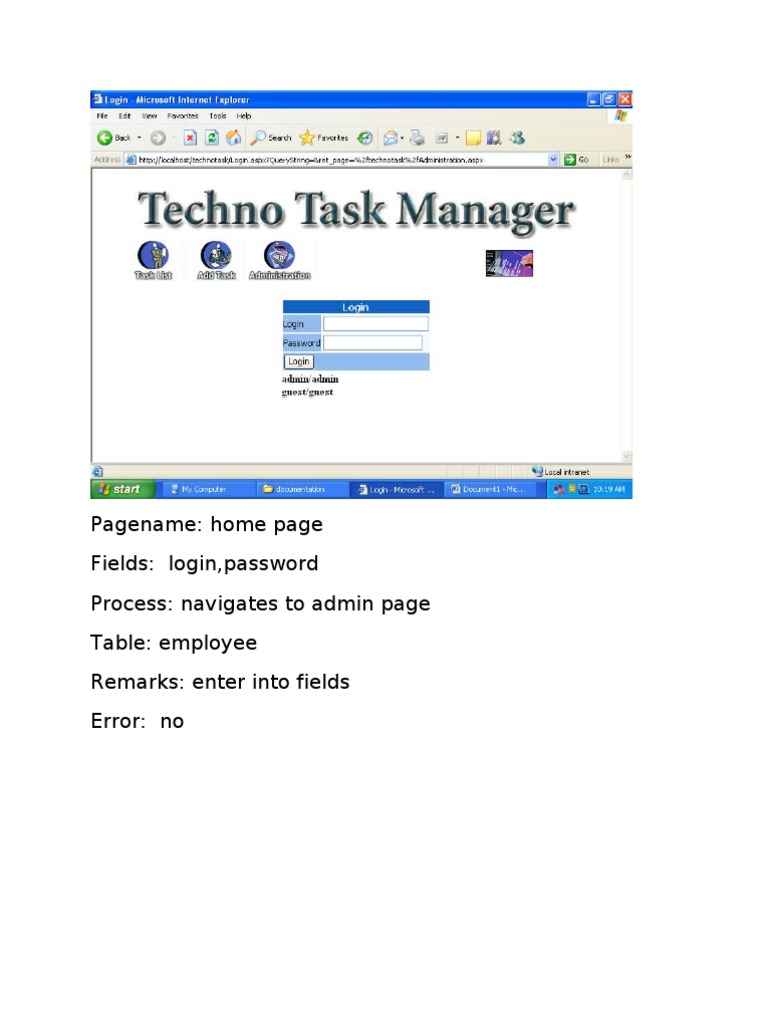 Techno Task Manager - Screens | PDF