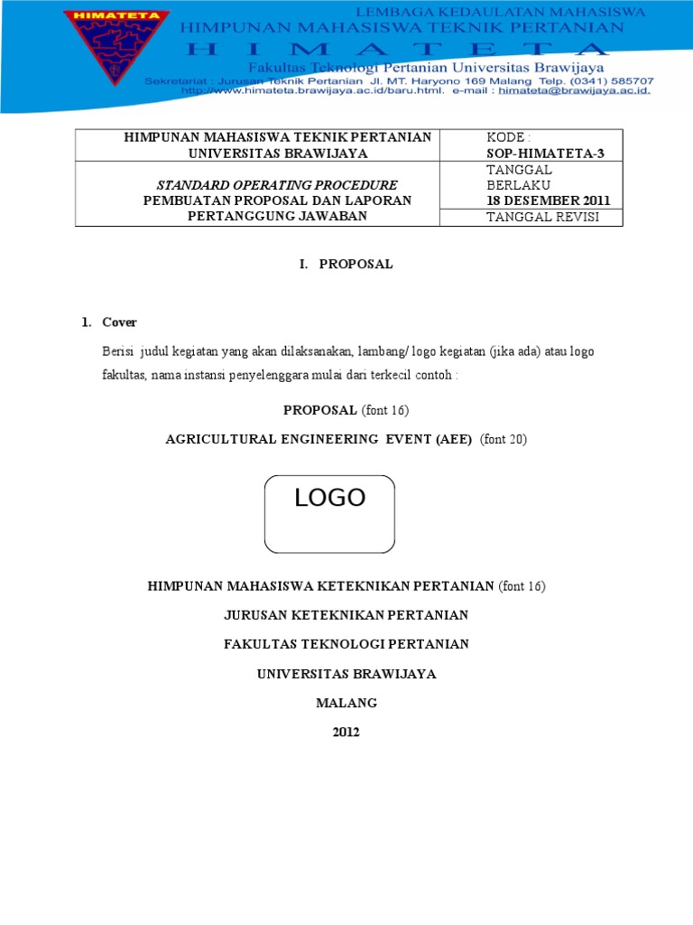 Sop Pembuatan Proposal Dan LPJ | PDF