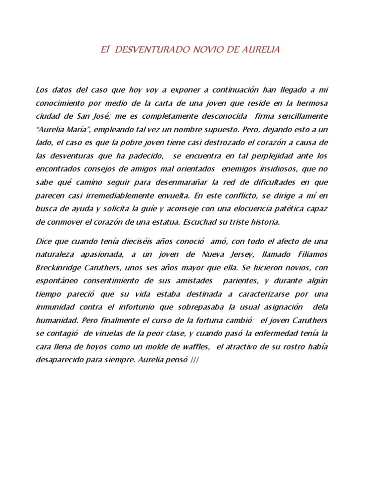 El Desventurado Novio de Aurelia | PDF