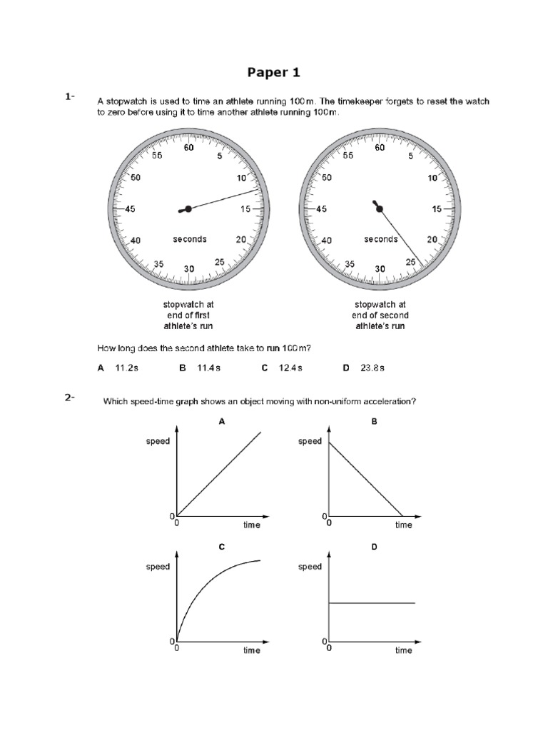Physics Question Bank 2 2012-2013 | PDF | Speed | Force