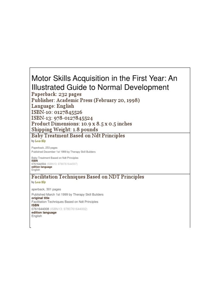 Motor Skills Acquisition in The First Year | PDF