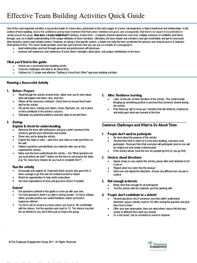 Effective Team Building Activities Quick Guide Sample | Team Building ...