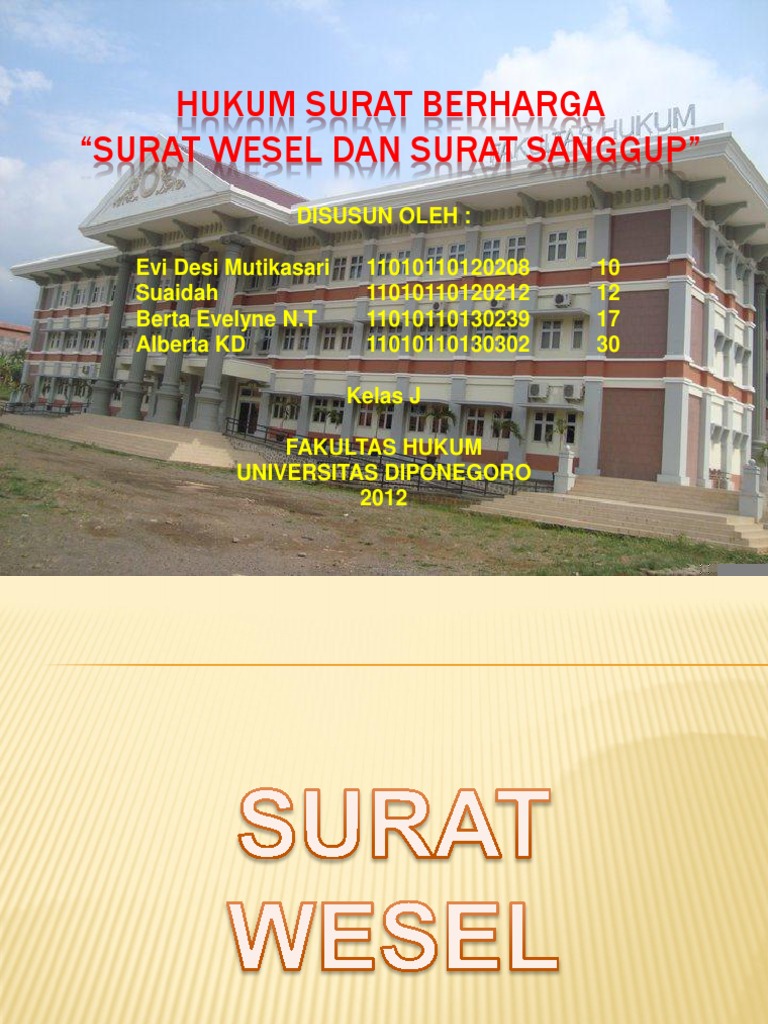 Presentasi Surat Wesel Dan Surat Sanggup | PDF