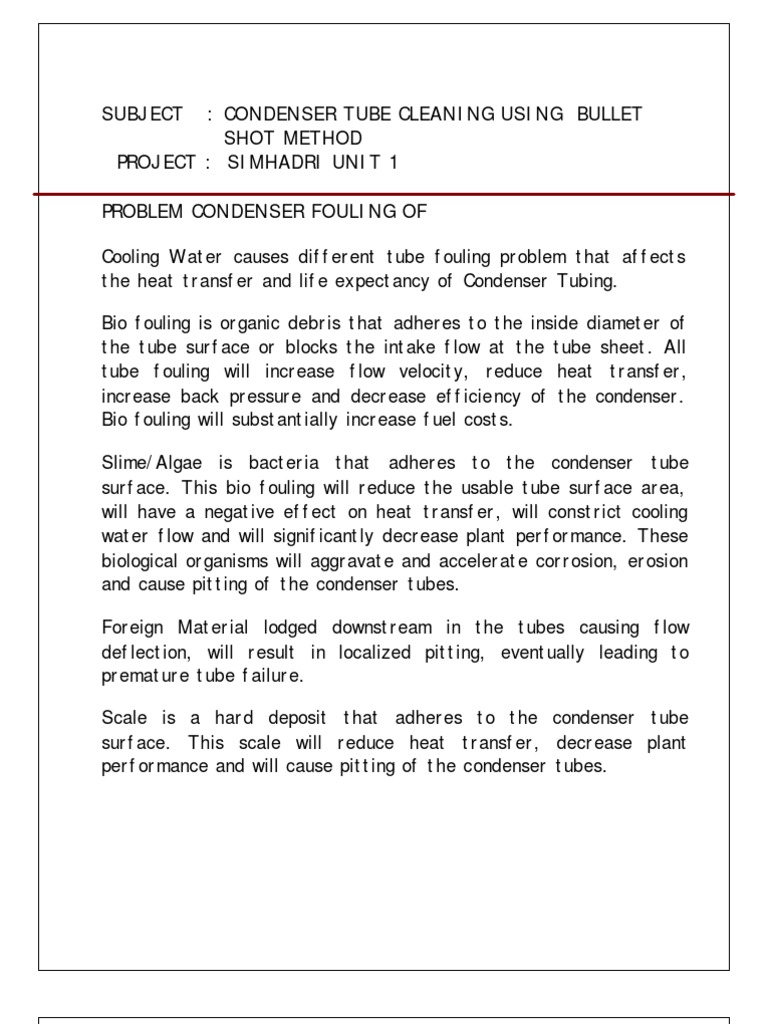 Condenser Tube Cleaning Using Bullet Shot Method | PDF | Pipe (Fluid ...