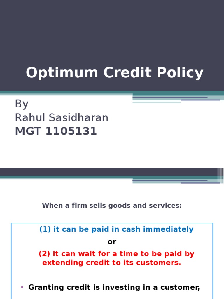 WCM Optimum Credit Policy | PDF | Credit (Finance) | Sales