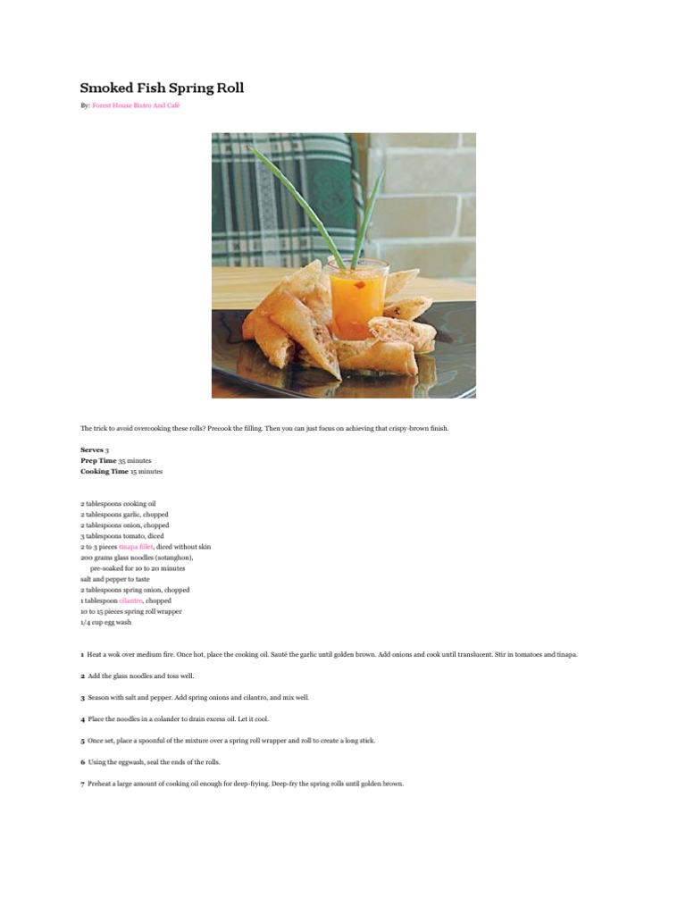 Smoked Fish Spring Roll | PDF | Philippine Cuisine | Western Cuisine