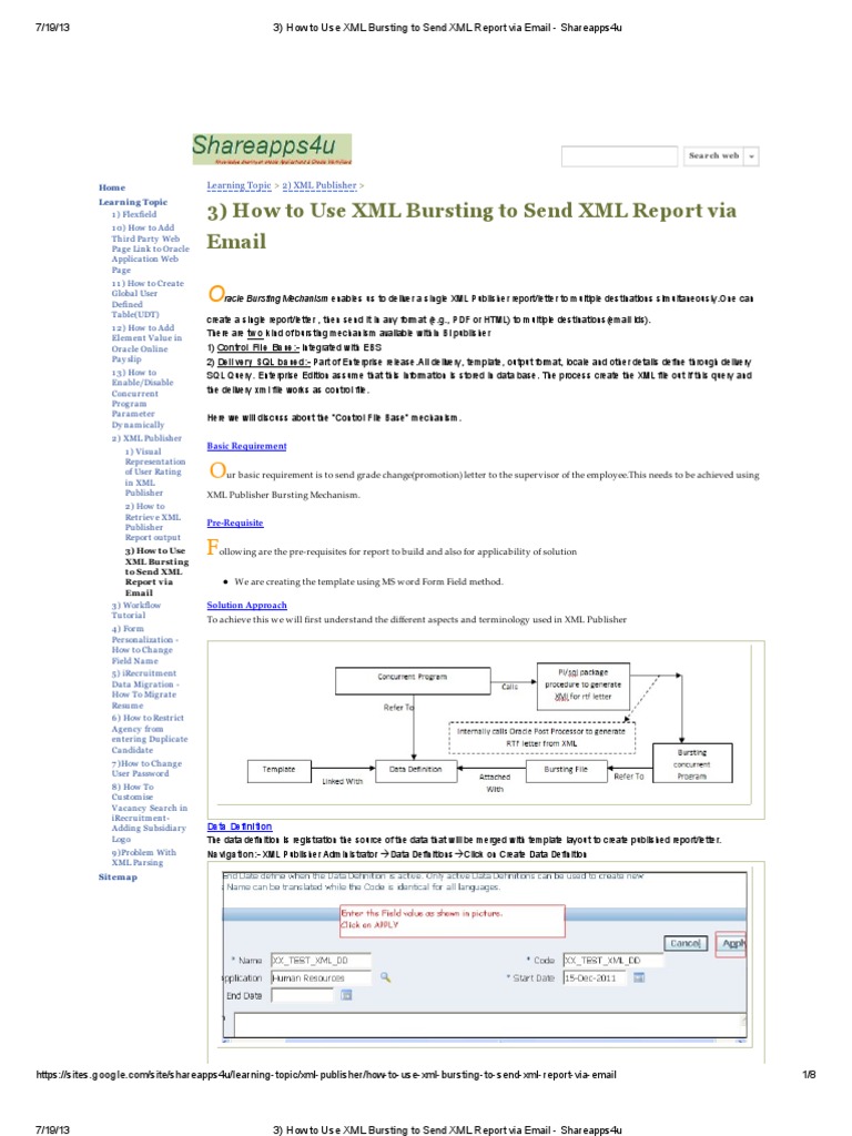 XML Bursting for Email Reports | PDF | Xml | Microsoft Word