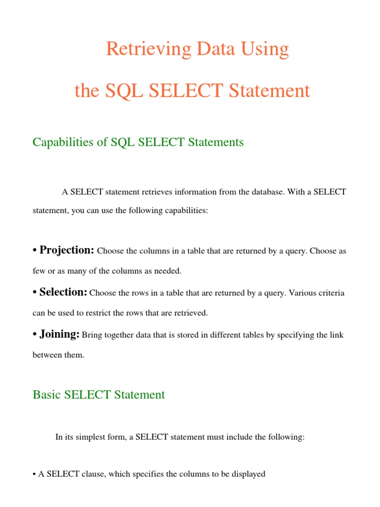 SQL Select Statement | PDF | Sql | Table (Database)