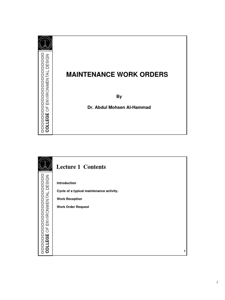 Maintenance Work Order Process Overview | PDF | Employment | Business