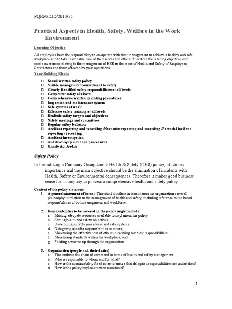 Occupational Health and Safety | PDF | Occupational Safety And Health ...