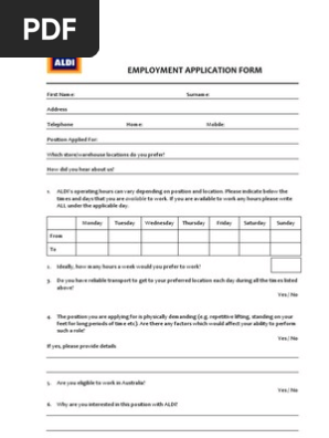 Aldi Application For Employment Form Discover More Ways To Grow In A