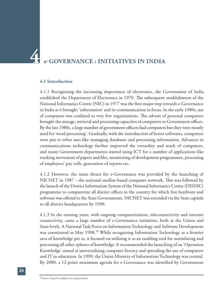 e-Governance Initiatives in India | PDF | Finance & Money Management