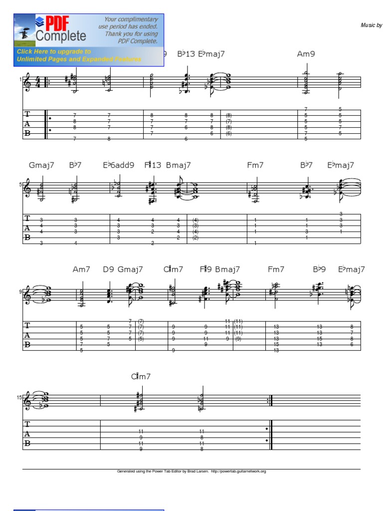 Bmaj7 D7 G6add9 B 13 E Maj7 Am9: Music by John Coltrane | PDF
