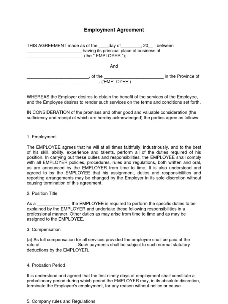 Employment Contract | Consideration | Employment
