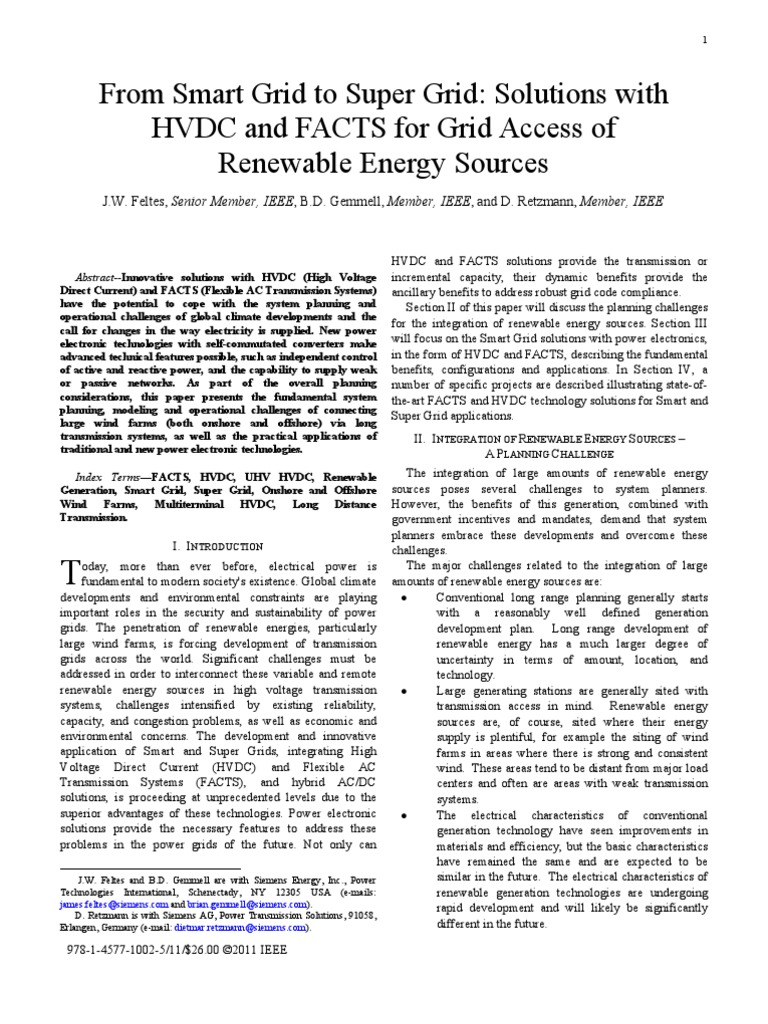 From Smart Grid To Super Grid Solutions With | PDF | High Voltage ...