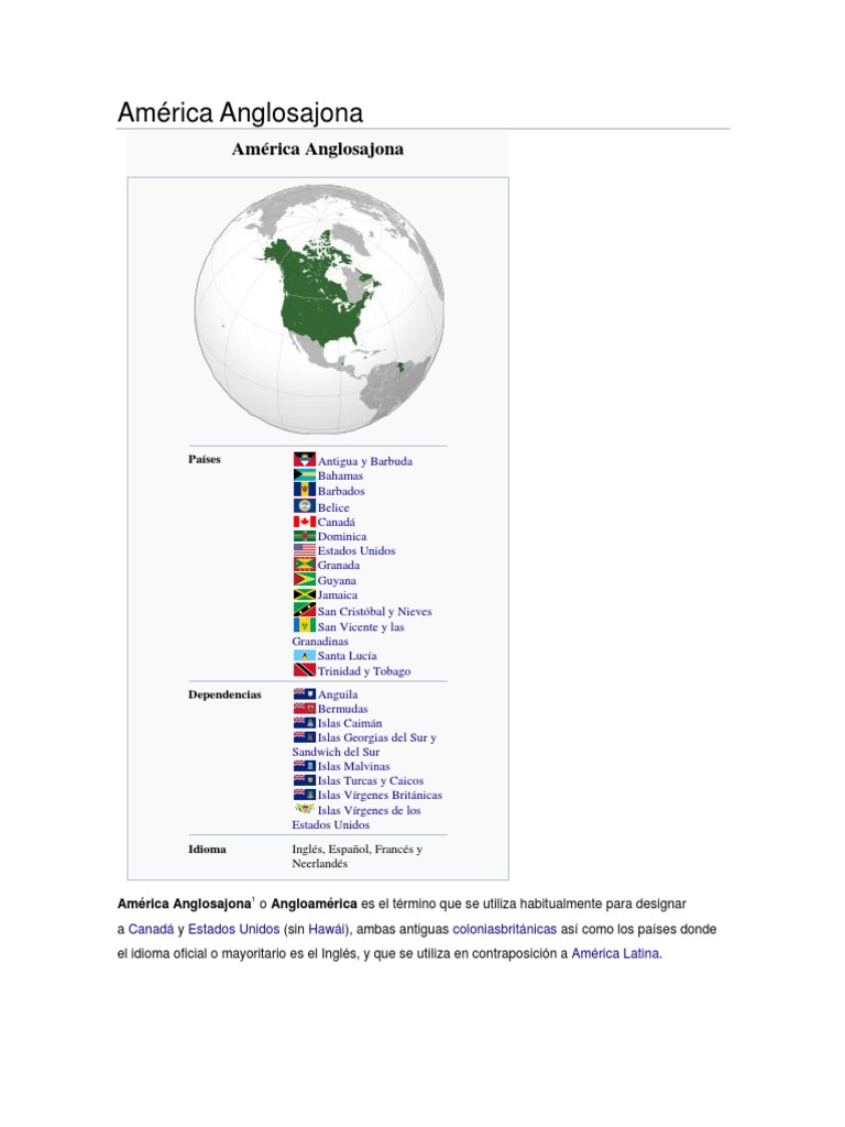 América Anglosajona | America latina | Américas