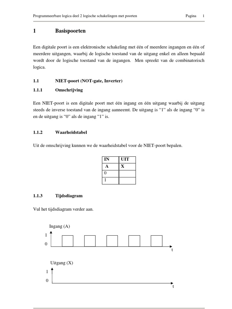 Programmeerbare Logica Deel 2 Logische Schakelingen Met Poorten | PDF