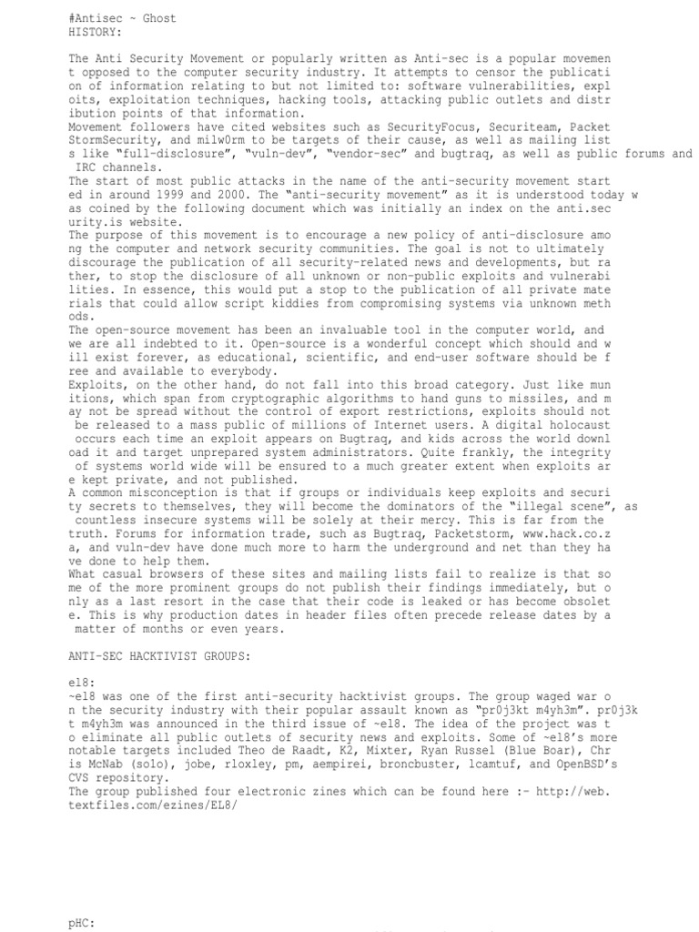History of #Antisec | Download Free PDF | Computer Security | Security