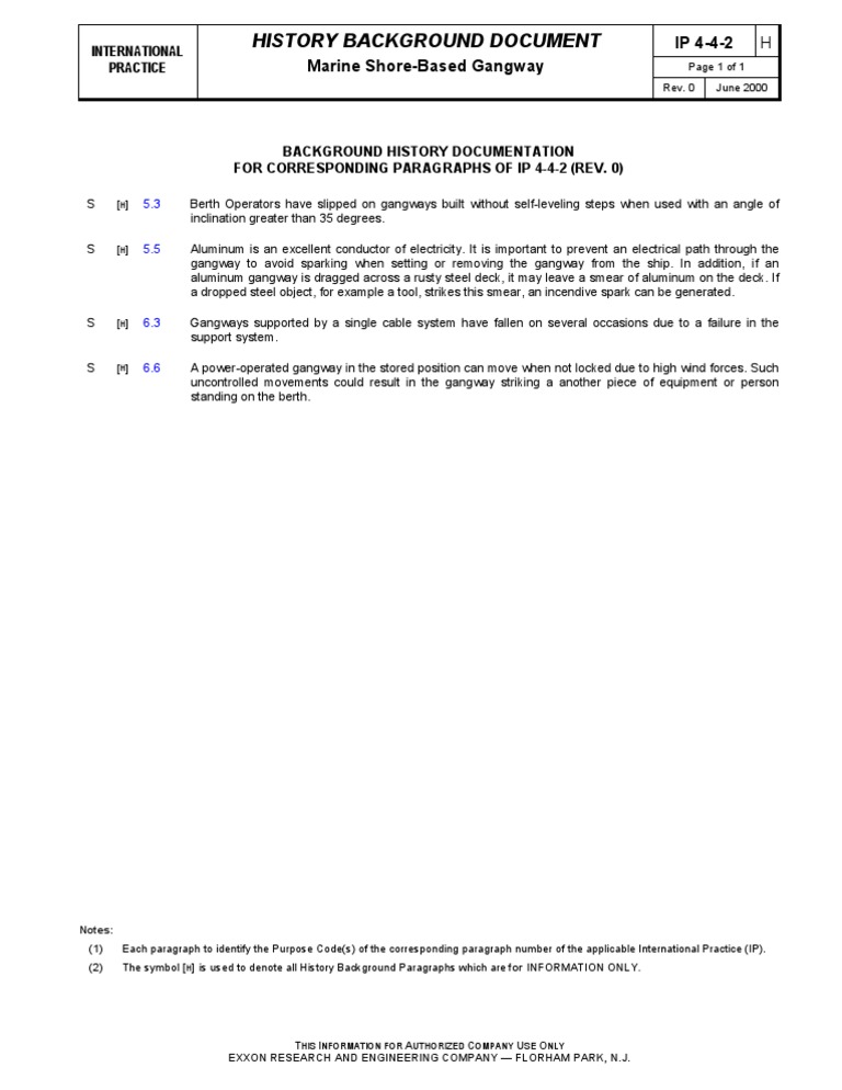 History Background Document: IP 4-4-2 Marine Shore-Based Gangway | PDF