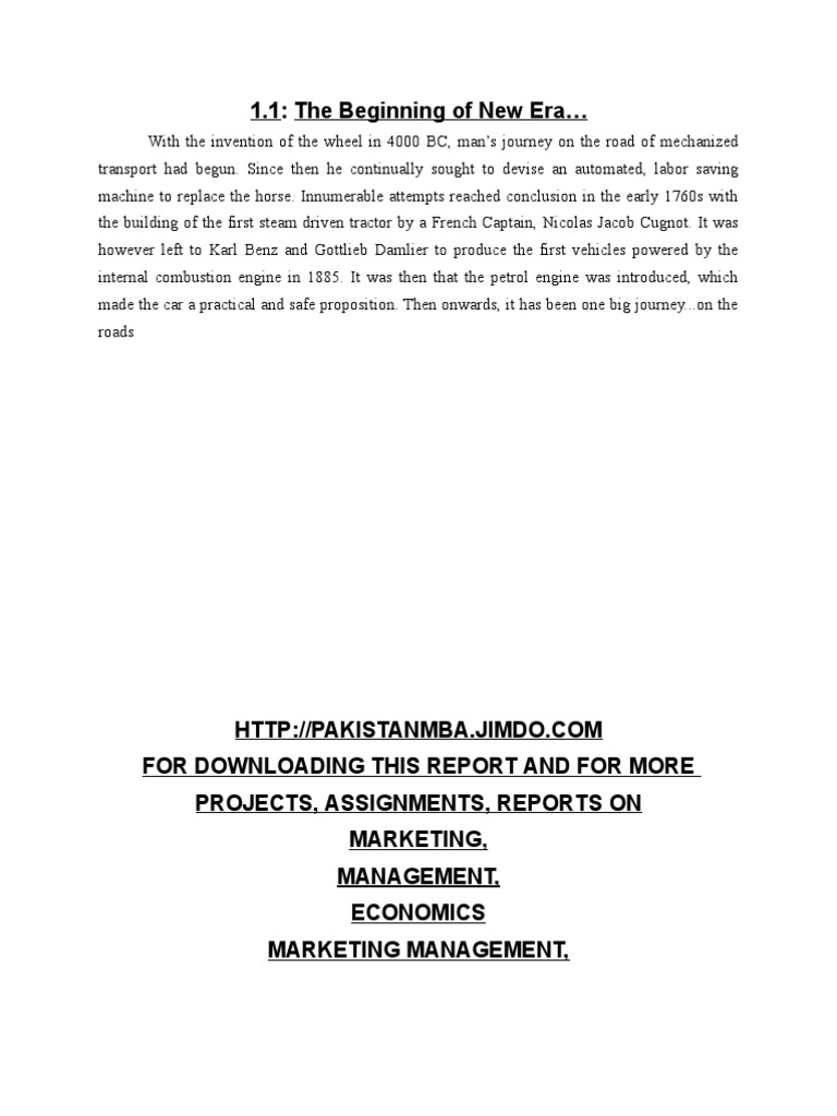 Final Marketing Project On Automobile Industry | PDF | Car | Steam Engine