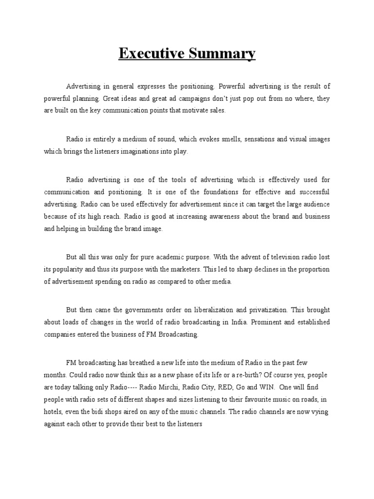 Final Project Report On Radio Advertising | PDF | Advertising | Radio