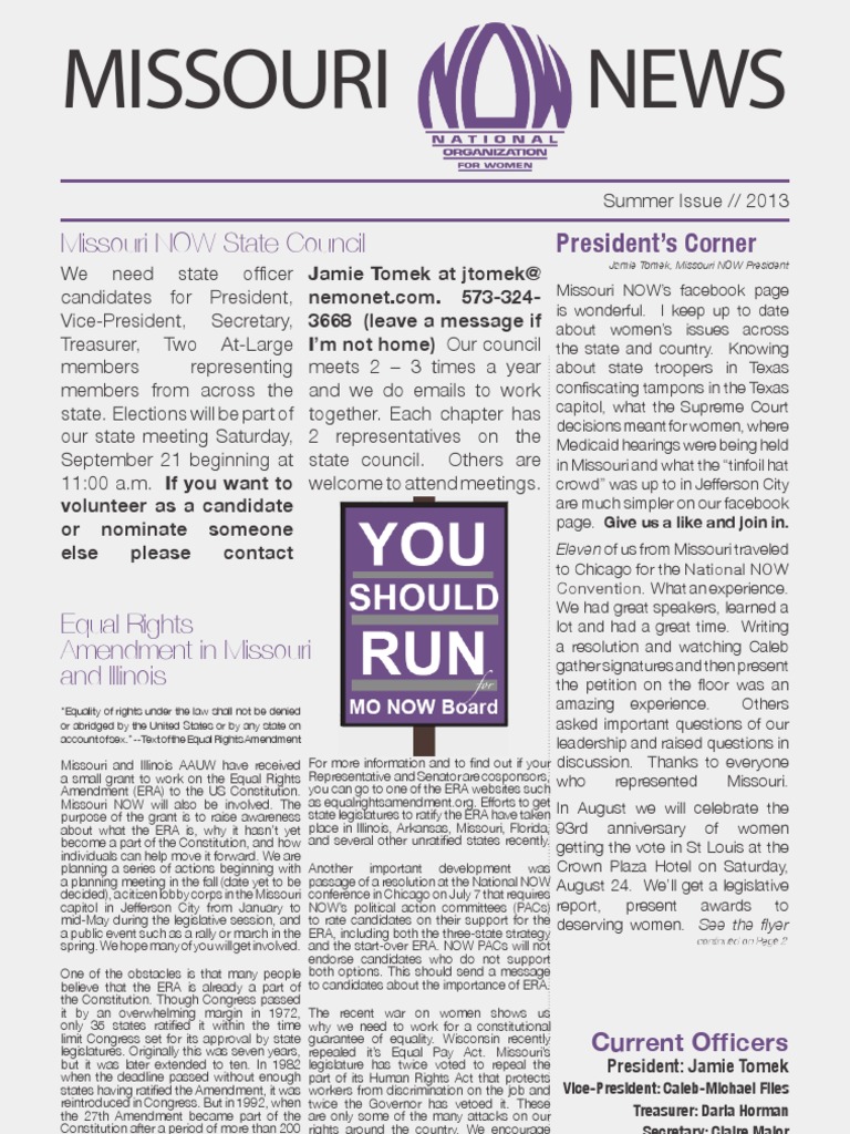 Missouri NOW Summer 2013 Newsletter | PDF | United States Constitution ...