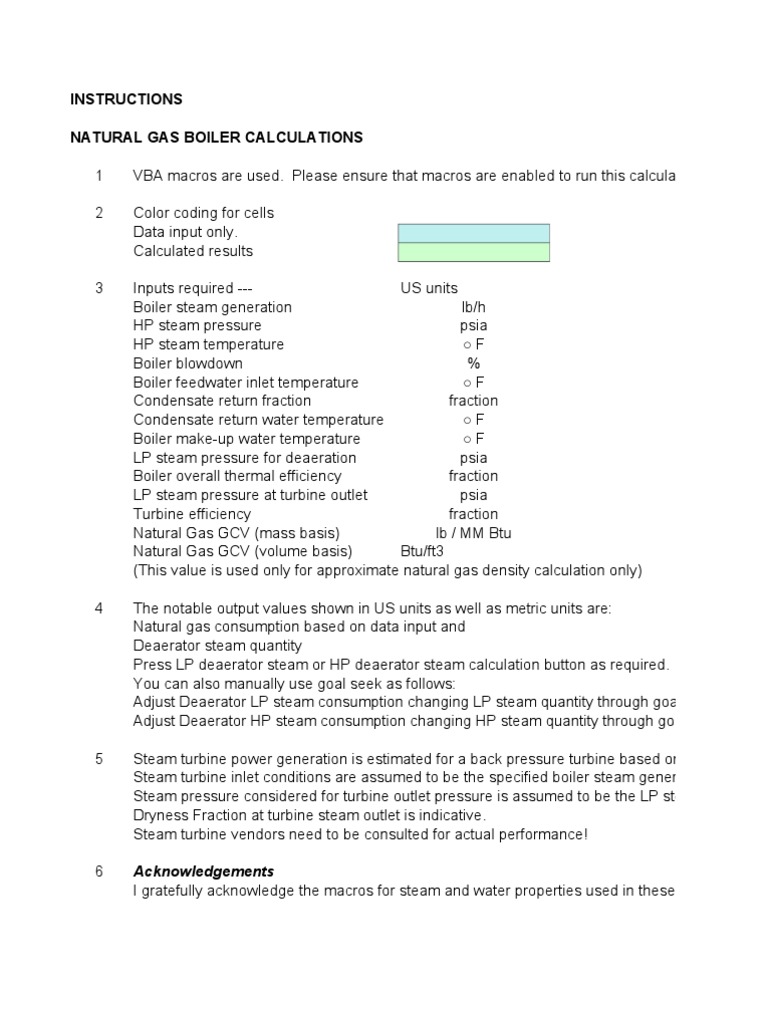 Natural Gas Boiler Calculations | PDF | Enthalpy | Boiler