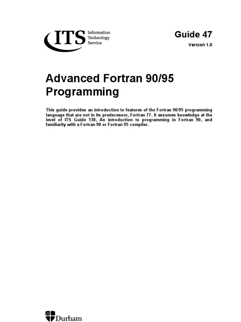 Advanced Fortran Programming DURHAM UNIVERSITY | PDF | Subroutine | Parameter (Computer Programming)
