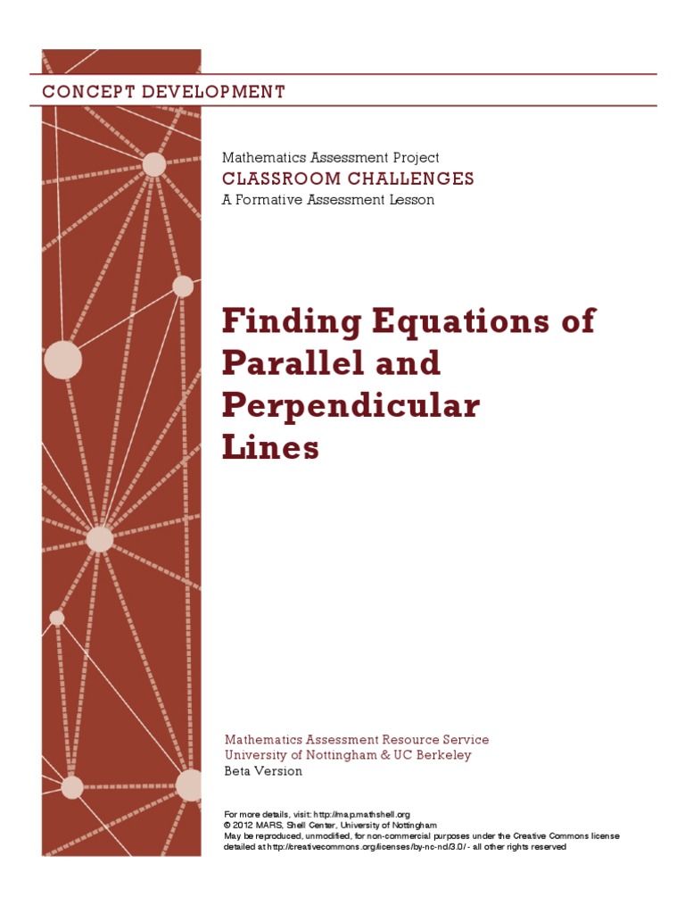 Parallel and Perpendicular Equations Task | PDF | Line (Geometry) | Equations