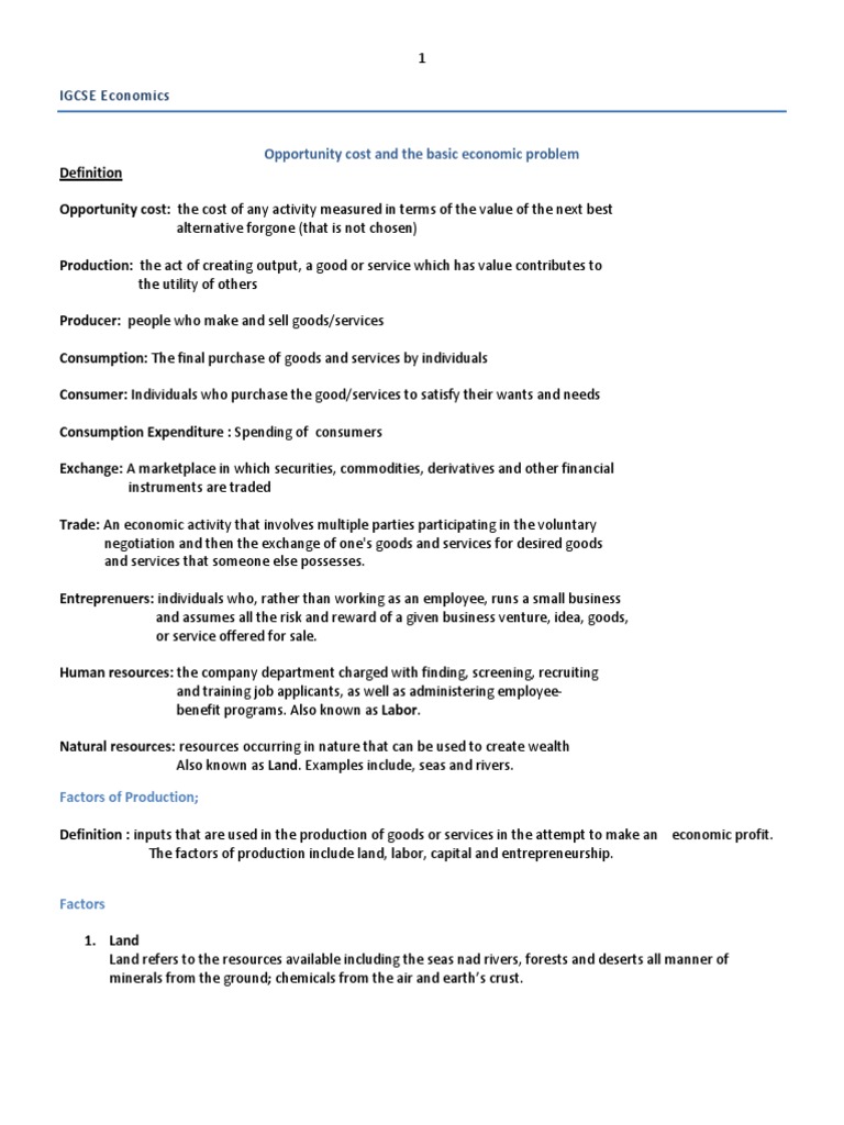 IGCSE Economics Revision Notes | PDF | Price Elasticity Of Demand ...