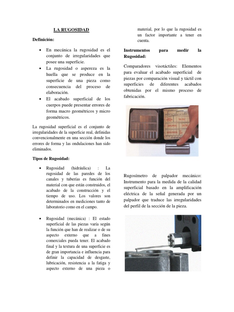 La Rugosidad | PDF | Tolerancia de ingeniería | Ingeniería